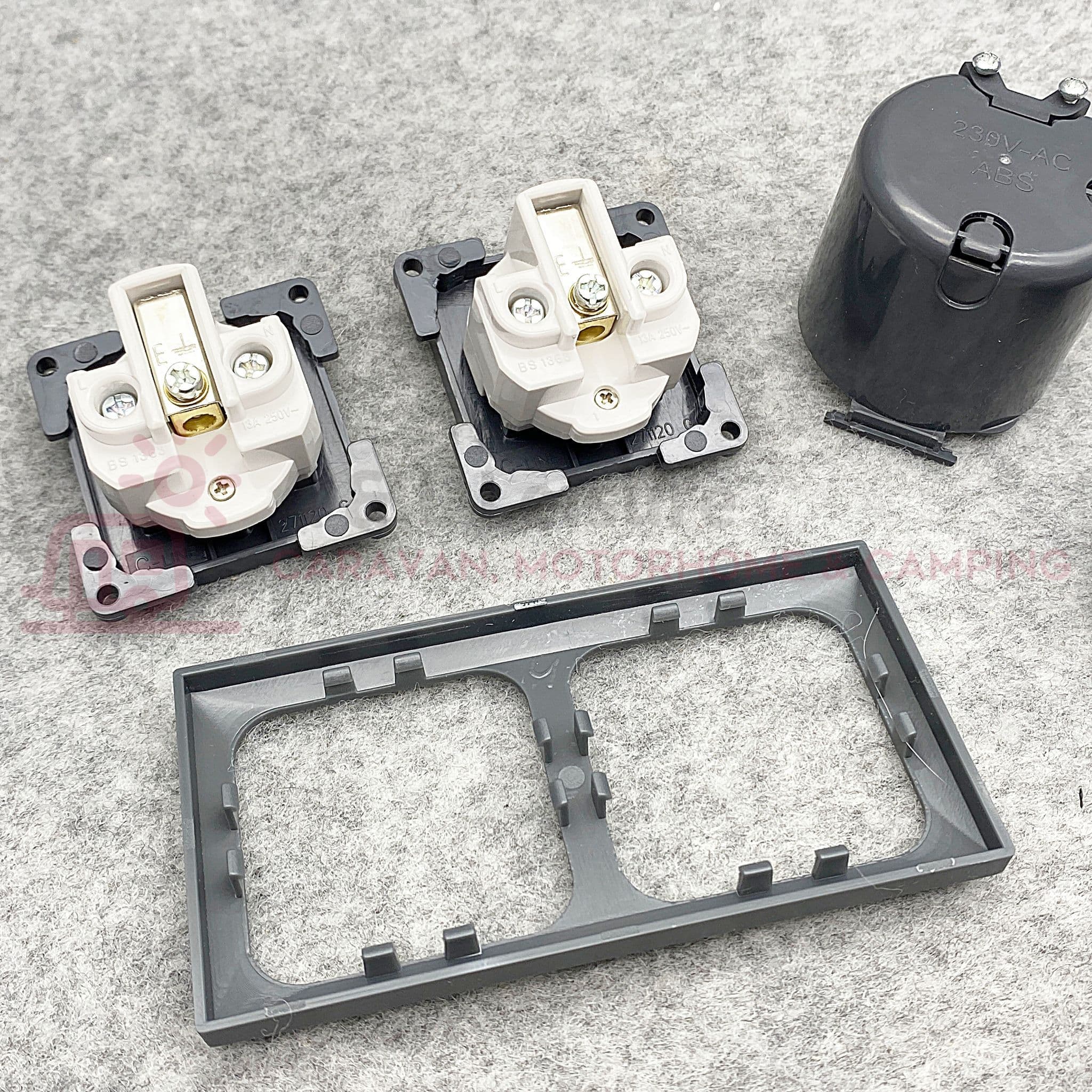 CBE C-Line 13a - 240V 2-Way Socket Faceplate & Back Box Dark Grey - CSM ...